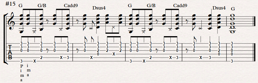 Fingerpicking pattern 15 – Pluck together + Thumb Slap technique ...
