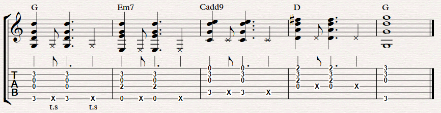 Fingerpicking Pattern Ex#5 – Pluck strings together with thumb slap ...